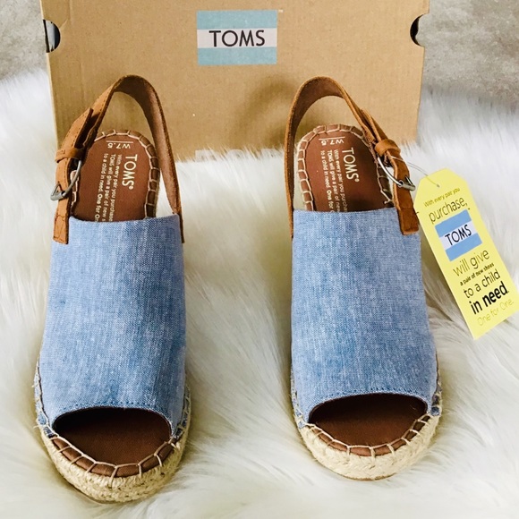 Toms | Shoes | Toms Platform Slingback Denim Sandals | Poshmark